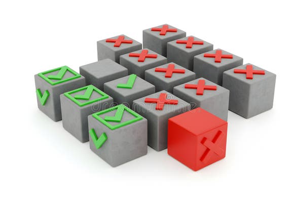 Right Wrong Check Mark Cross Symbol Cubes Decision Making Concept ...