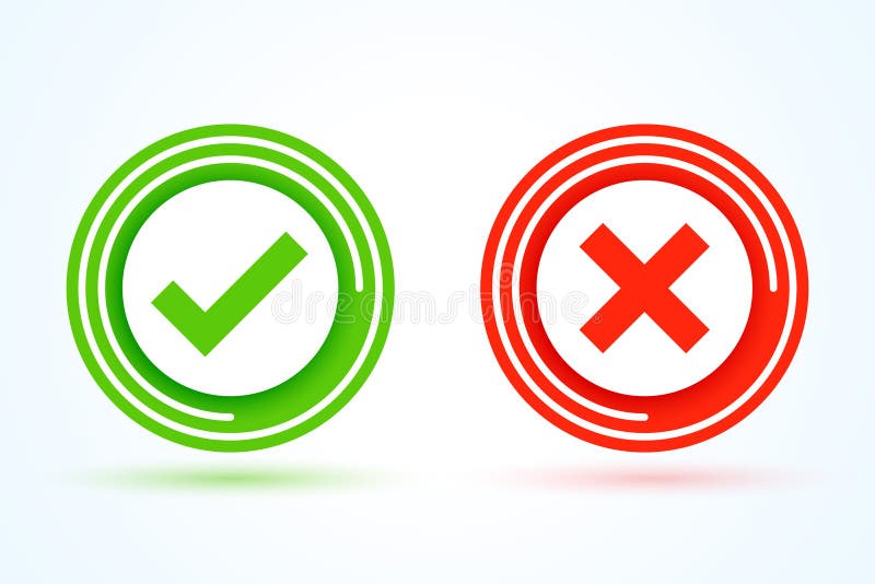 Right and Wrong Check Mark Sign Button Design Stock Vector ...