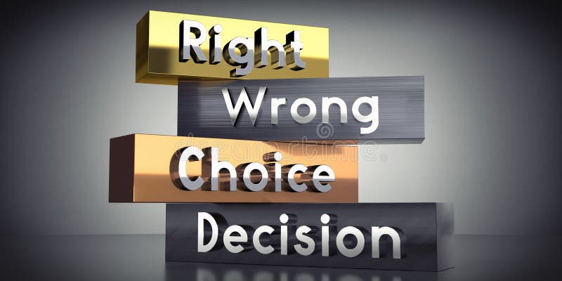 Right, Wrong, Choice, Decision - Words on Metal Blocks Stock ...