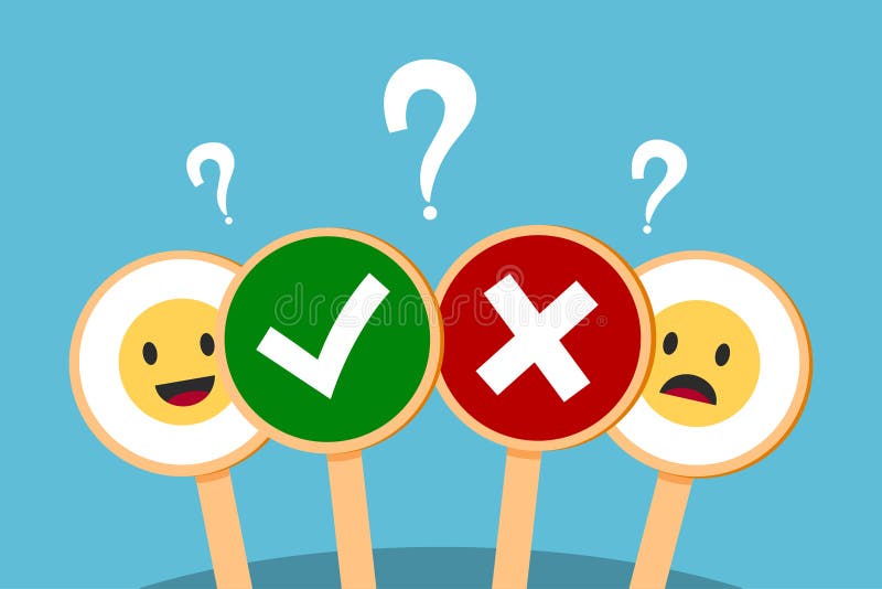 Cross Mark with Emoticon and Question Markk. Feedback Signs with Emojis ...