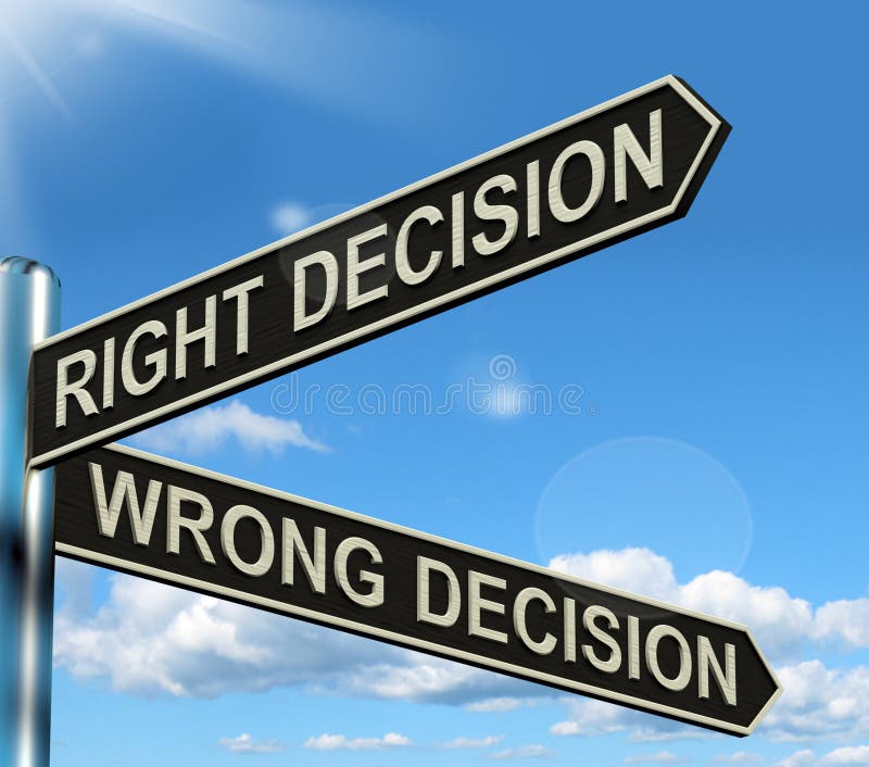 Right or Wrong Decision Signpost Stock Illustration - Illustration of ...