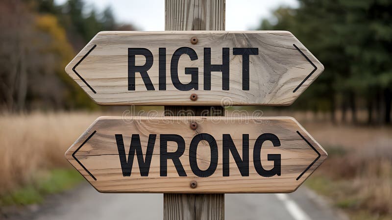 Right and Wrong Directional Wooden Signposts Indicating Paths Stock ...