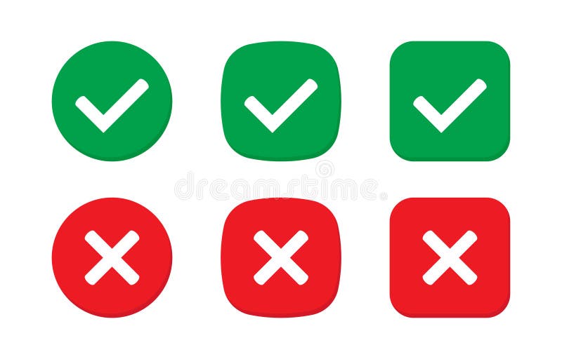 Right or Wrong Icons. Green Tick and Red Cross Checkmarks Stock Vector ...
