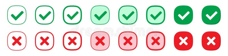 Right or Wrong Icons. Green Tick and Red Cross Checkmarks. Yes or No ...