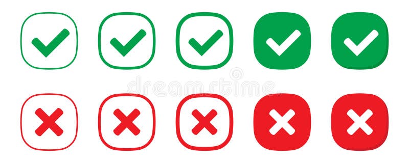 Right or Wrong Icons. Green Tick and Red Cross Checkmarks. Yes or No ...