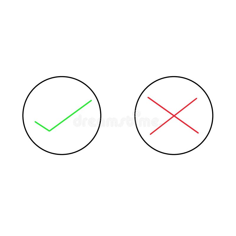 Yes and No or Right and Wrong or Approved and Declined Icons with Check ...