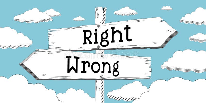 Right and Wrong - Outline Signpost with Two Arrows Stock Illustration ...