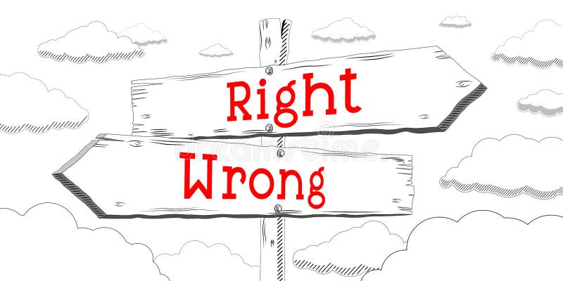 Right and Wrong - Outline Signpost with Two Arrows Stock Illustration ... Right and Wrong - Outline Signpost with Two Arrows Stock Illustration ...