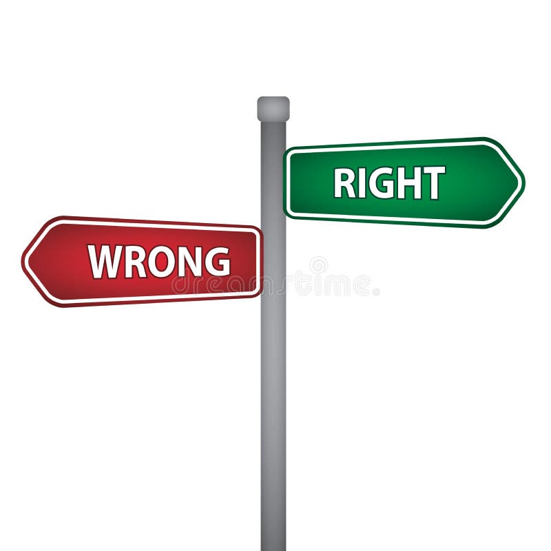 Right wrong pillar stock vector. Illustration of direction - 32171716