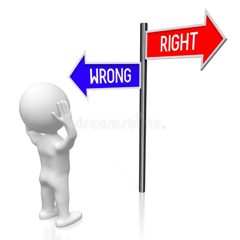 Right or Wrong - Signpost with Two Arrows, Cartoon Character Stock ...