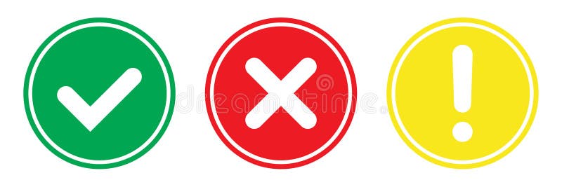Right and Wrong Symbol, Exclamation Mark Sign. Set of Flat Round Check ...