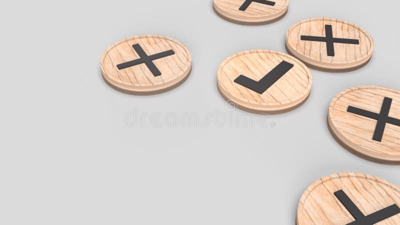 Right and Wrong Symbol on Wooden Plate 3d Rendering Stock Illustration ...