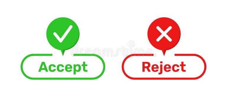 Right and Wrong Symbols with Accept and Reject Buttons Colour Stock ...