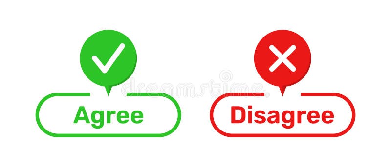 Right and Wrong Symbols with Agree and Disagree Buttons Colour. Stock ...