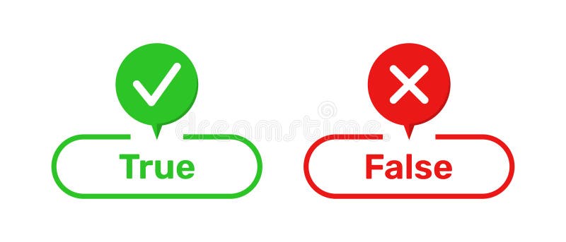 Right and Wrong Symbols with True and False Buttons Colour Stock Vector ...