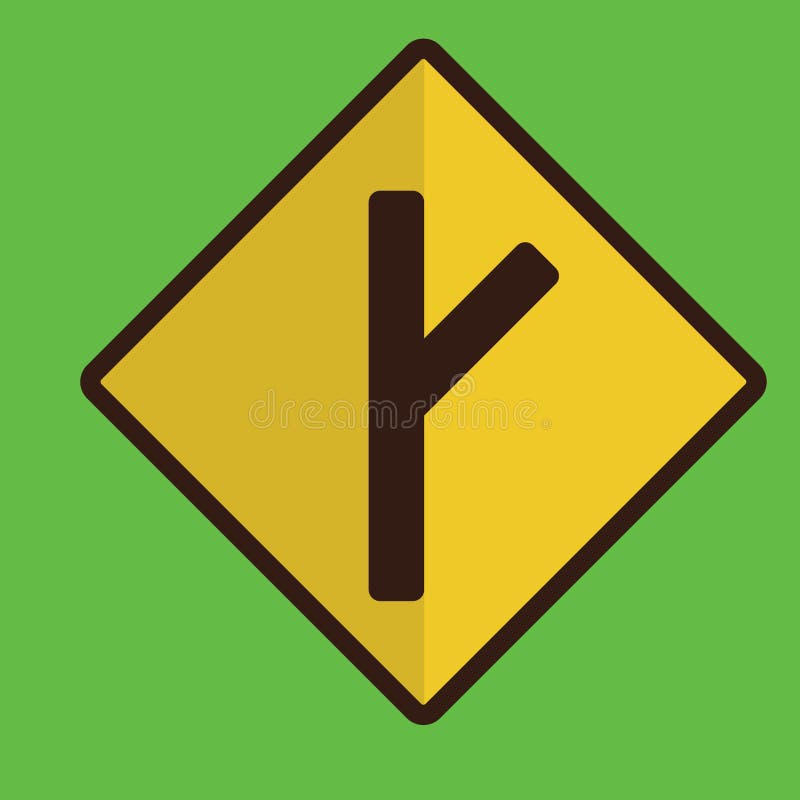 Right Y Intersection Road Sign. Vector Illustration Decorative Design ...