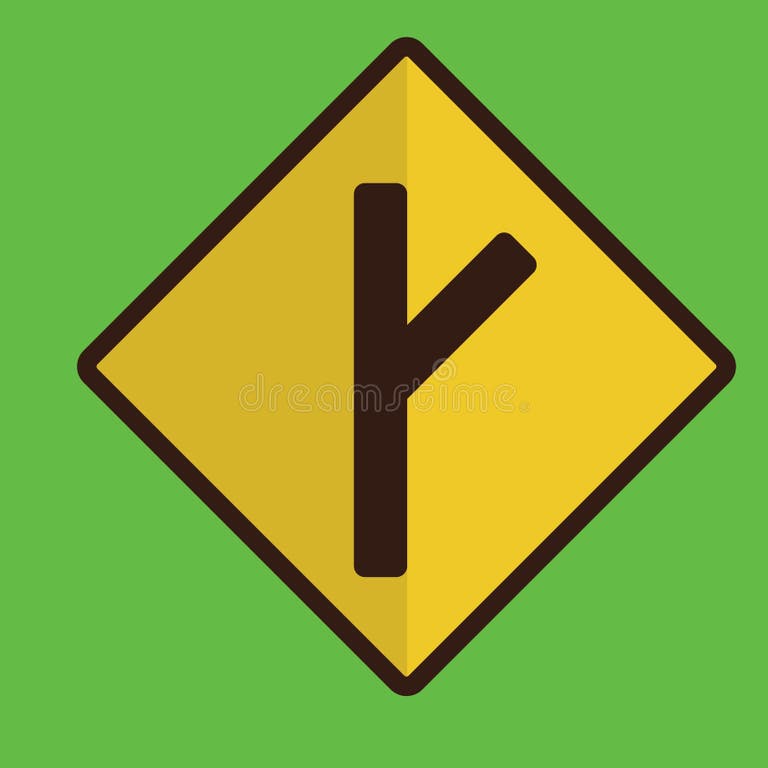 Right Y Intersection Road Sign. Vector Illustration Decorative Design ...