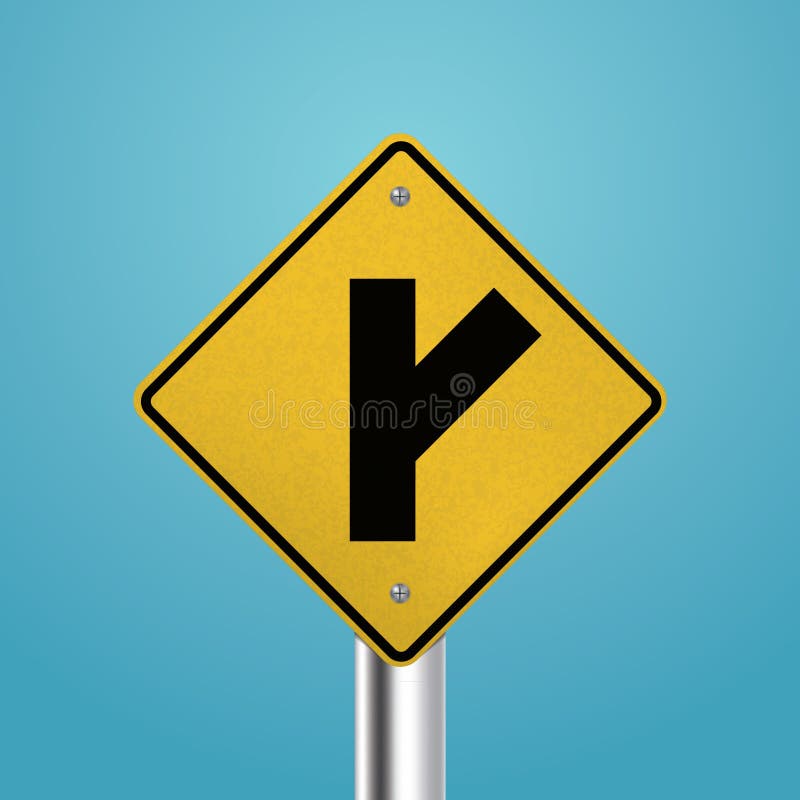 Right Y Intersection Road Sign. Vector Illustration Decorative Design ...