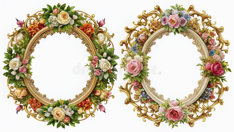 RightAligned Floral Circular Frames Stunning Decorative Elements for ...
