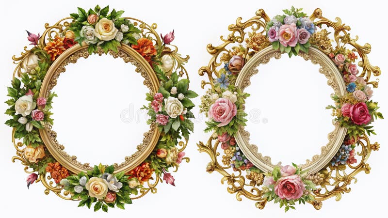 RightAligned Floral Circular Frames Stunning Decorative Elements for ...