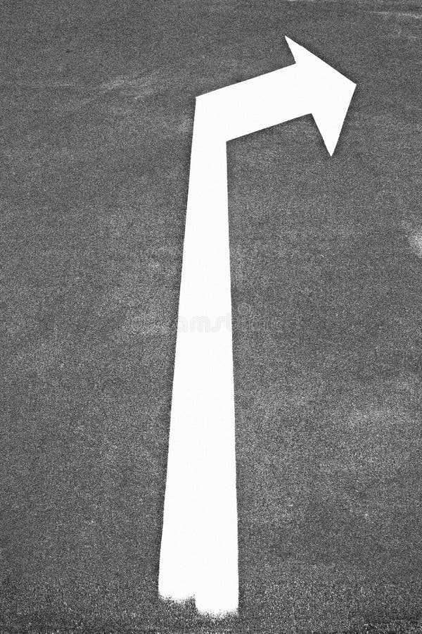Righthand White Arrow on Black Asphalt. Stock Photo - Image of marker ...