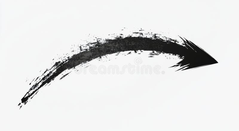 Rightward-pointing Black Curved Brushstroke Arrow. Stock Photo - Image ...