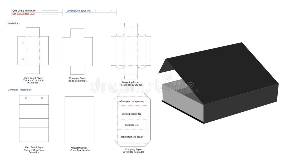 Rigid box dieline template stock vector. Illustration of magnet - 285848494