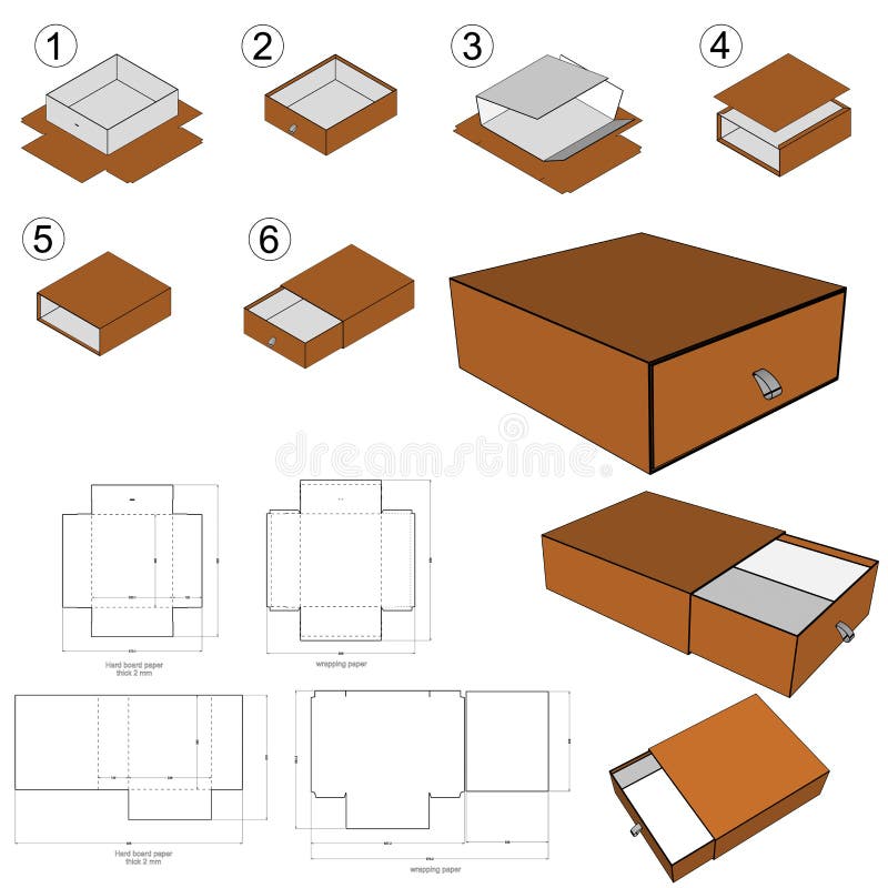 Rigid Box and Die-cut Pattern. Stock Vector - Illustration of blank ...