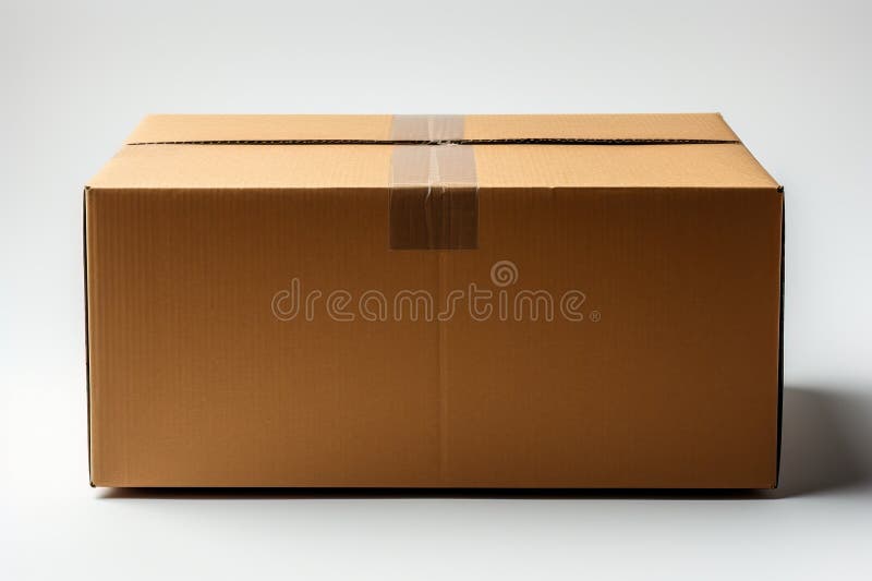 A Rigid Cardboard Box Taped on a White Background, a Paper Parcel Box ...
