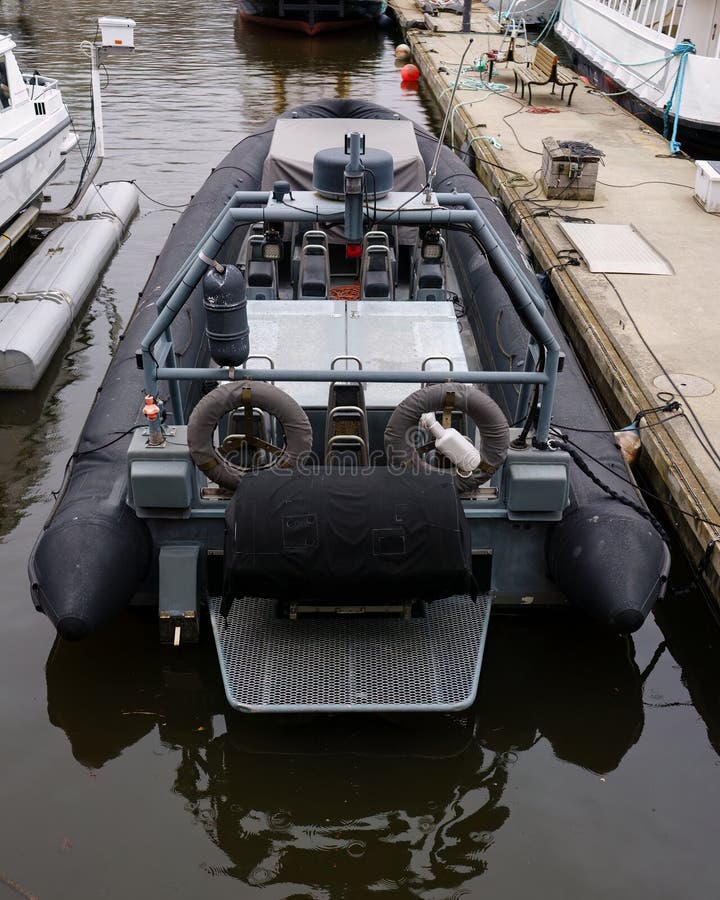 Rigid Inflatable Boat Docked Stock Photo - Image of rubber, hull: 335277720