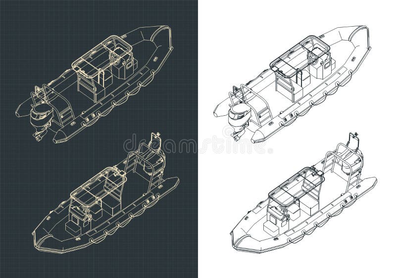 Rigid Inflatable Boat Isometric Drawings Stock Illustrations – 6 Rigid ...