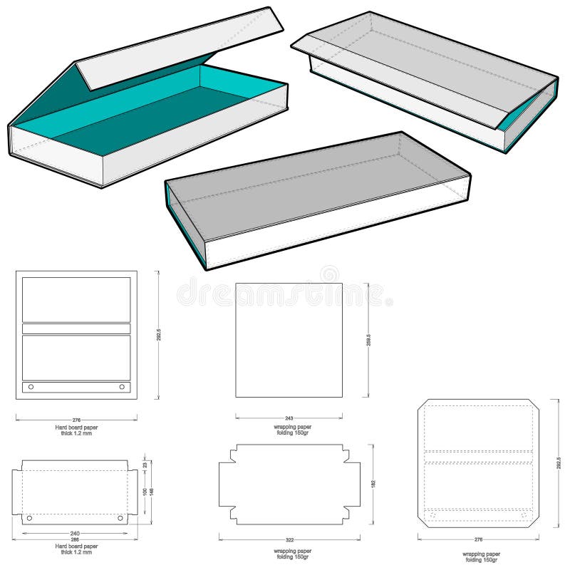 Rigid Magnet Box Template 3d Mockup With Dieline Stock Vector ...