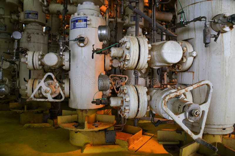 Rigs Offshore Oil Refinery. Well Head Station on the Platform Stock ...