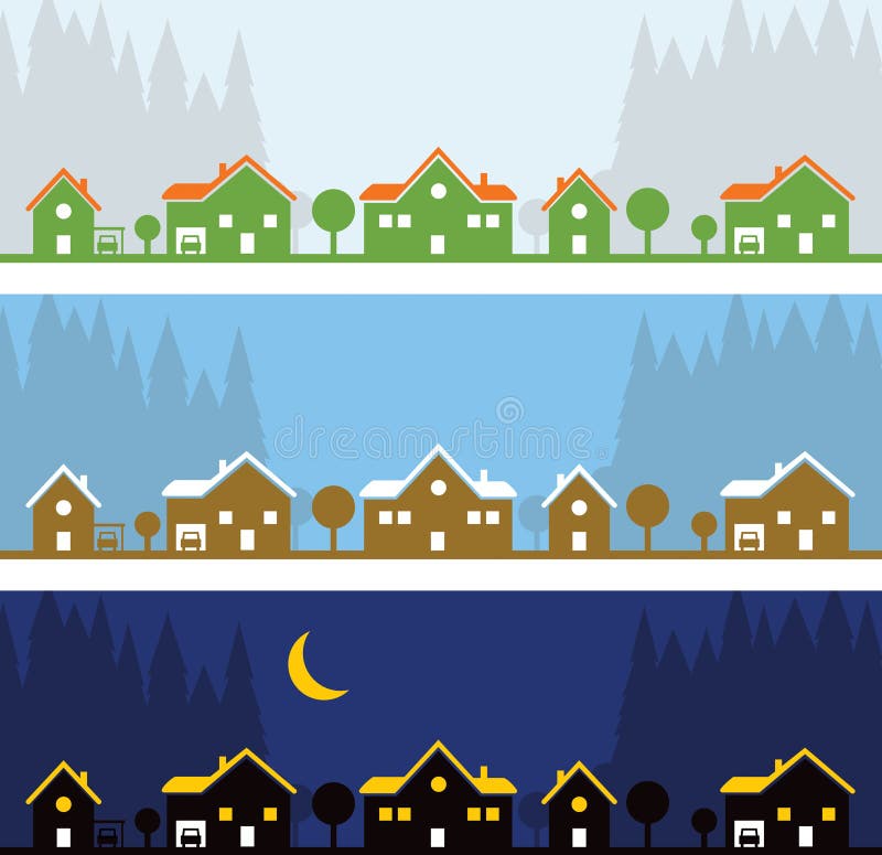 Rij van huizen vector illustratie. Illustration of illustratie - 44533577