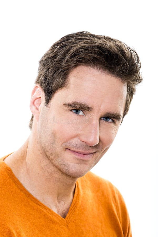 Rijpe Knappe Mensen Blauwe Ogen Die Portret Glimlachen Stock Foto ...