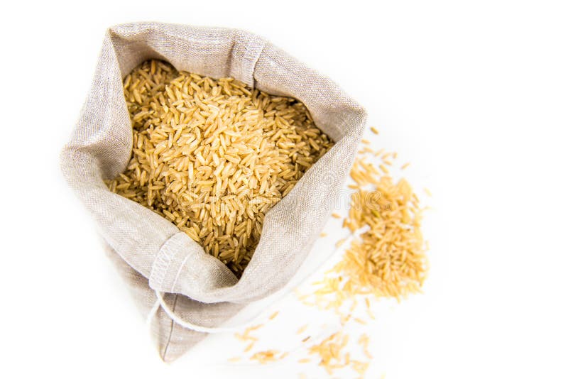 Rijst in een zak stock foto. Image of linnen, geïsoleerd - 68648650