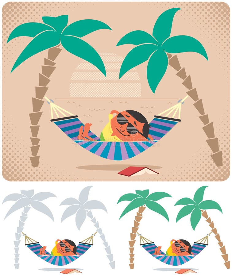 Rilassamento dell'amaca illustrazione vettoriale. Illustrazione di ...