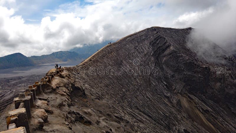 Rim of the Caldera of Mount Bromo an Active Somma Volcano in East Java ...
