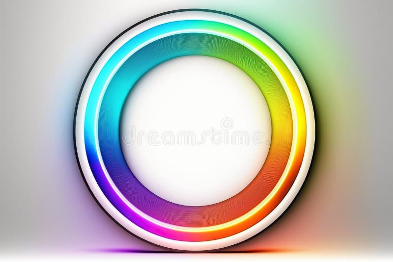 Rim Lights Neon Circle on White Background with Copyspace, Created with ...