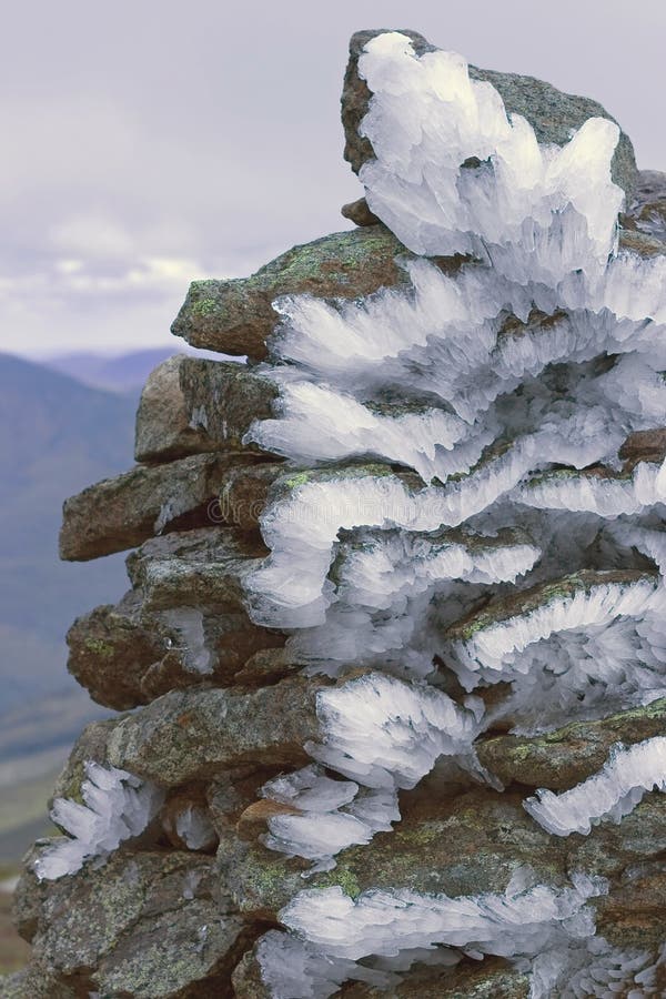 Rime ice on a cairn stock photo. Image of cloud, pattern - 13352682