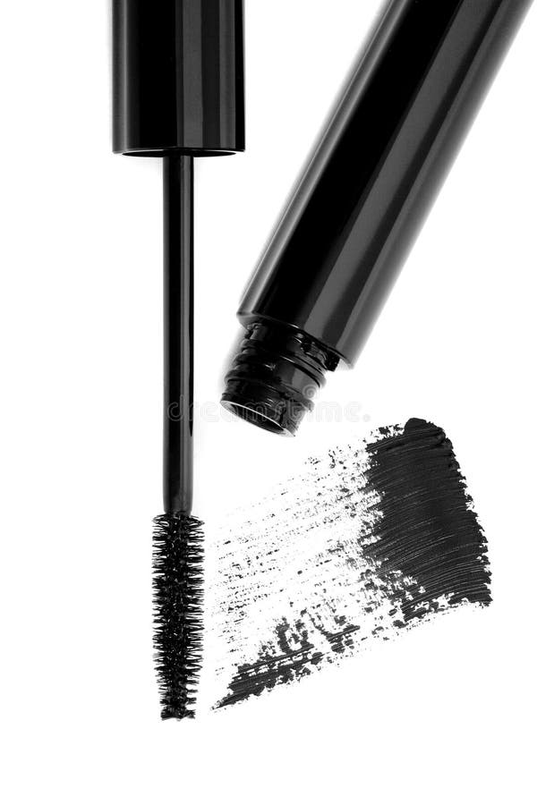Primer Negro Del Movimiento Del Cepillo Del Rimel Aislado En El Fondo ...
