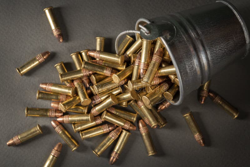 Rimfire Cartridges Scattered from a Tin Can. .22lr Pest Control Stock ...
