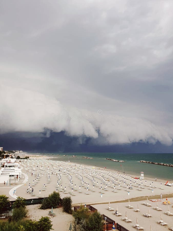 Rimini Beach Storm stock image. Image of equipped, outdoor - 161586099