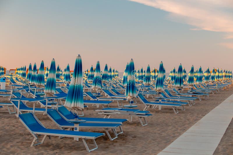 Rimini evening beach stock image. Image of vacation - 121324025