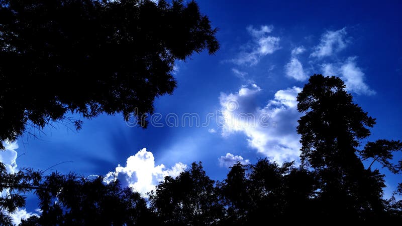 Rimlight Black and White Clouds in the Blue Sky after Rain Stock Photo ...