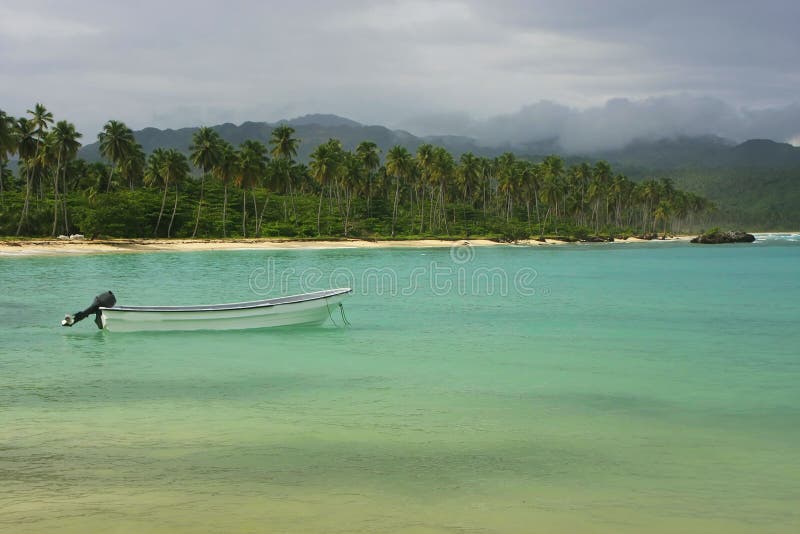 Rincon Beach, Samana Peninsula Stock Photo - Image of rocks, idyllic ...
