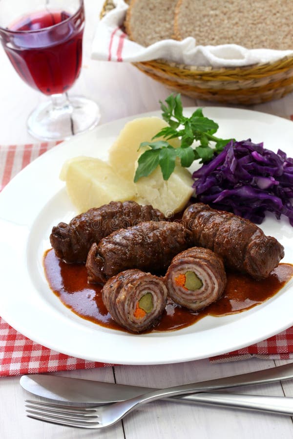 Rinderrouladen, German Beef Roll Stock Image - Image of mustard, close ...