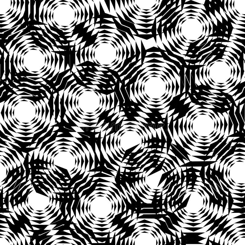 Seamless Geometric Pattern with Optical Illusion. Black and White ...
