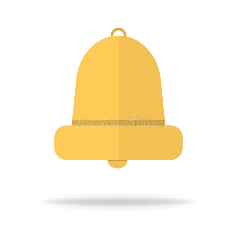 Ring Bell in Flat Design in Yellow, Gold Colors with Shadow. Vector EPS ...