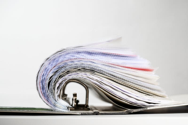 Ring Binder with Many Documents in Transparent Sleeves or Punched ...